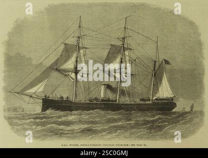 H.M.S. Wyvern, double-turreted iron-clad steam-ram, 1865. One of two ...