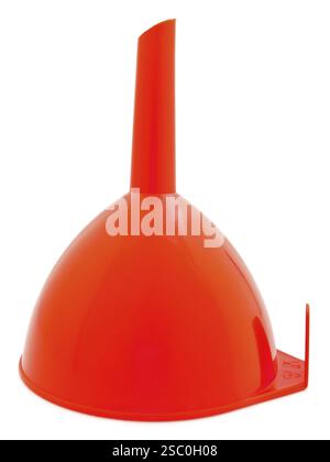 Red Plastic Kitchen Funnel Against White Background Stock Photo - Alamy