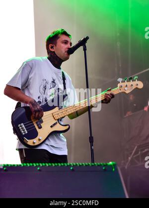 Tyler Joseph of Twenty One Pilots performs on stage at Reading Festival ...