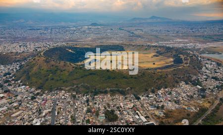 Drone aerial shot of the Xico Volcano, an extinct crater located in ...