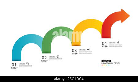 Infographics arrow symbol timeline business steps to success Stock ...