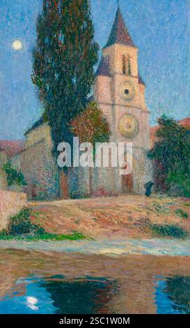 Rising moon and church Stock Photo - Alamy