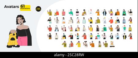 Avatars cartoon flat illustrations mega bundle Stock Vector Image & Art ...