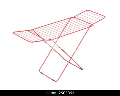 Empty clothes drying rack on white background Stock Photo - Alamy