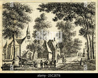 Gezicht in het dorp Cothen met de Nederlands Hervormde kerk en ...