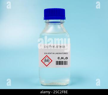 Diethyl ether. Used as a solvent in laboratory settings and chemical ...
