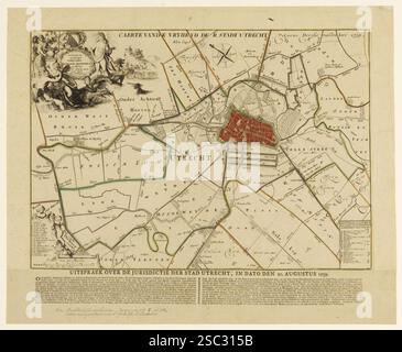 Kaart van het grondgebied van de stadsvrijheid van Utrecht met directe ...