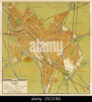 Plattegrond van de stad Utrecht met directe omgeving; met weergave van ...