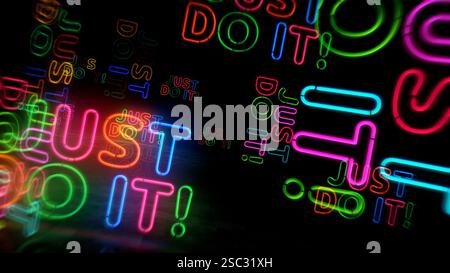 Just do it motivation slogan neon symbol. Success inspiration light ...