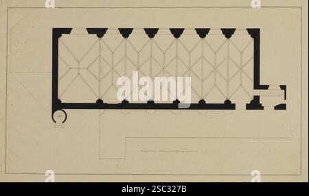 Plattegrond van de kapittelzaal met gewelf van het Groot Kapittelhuis ...
