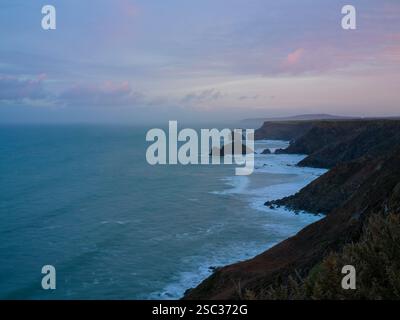 NORTH CLIFFS HAYLE PENWITH CORNWALL SUNRISE DAWN LOOKING WEST Stock ...