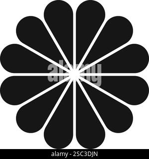 Flower diagram with 5 petals. Floral pie chart divided on five equal ...