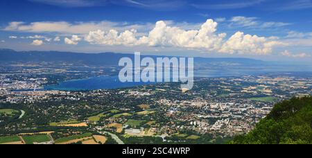 Aerial view of Geneva and the end of Lake Geneva Stock Photo - Alamy