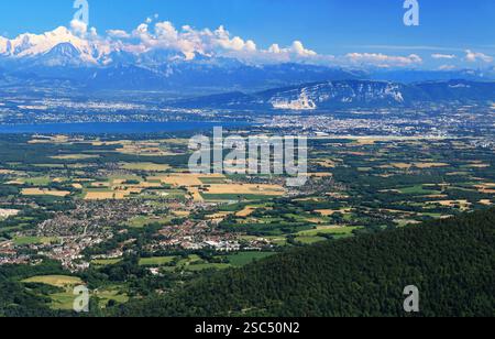 Aerial view of Geneva and the end of Lake Geneva Stock Photo - Alamy