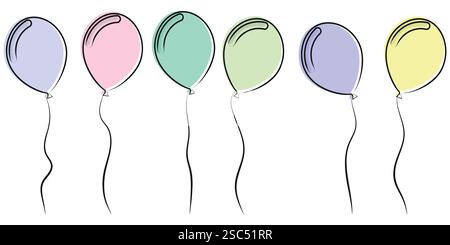 Celebrate background with beautiful pastel balloons vector illustration ...