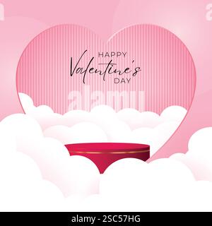 Valentine's day podium vector design background. Happy valentine's day ...