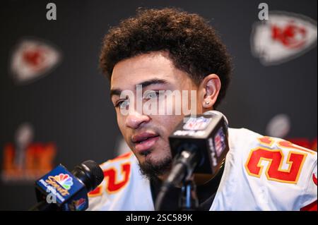 Kansas City Chiefs cornerback Trent McDuffie (22) drops into coverage ...