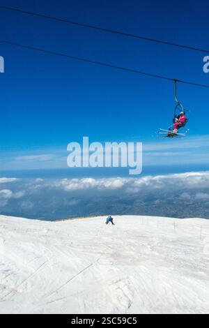 Skiers on ski lift over a ski resort in Park City Stock Photo - Alamy