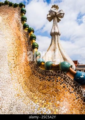 Dragon back roof of Casa Batllo, modernist building by Antoni Gaudi ...