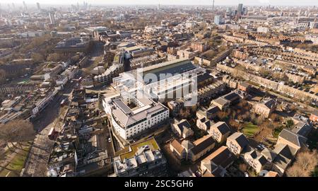 Aerial view of London, UK, focusing on the area around the Business ...