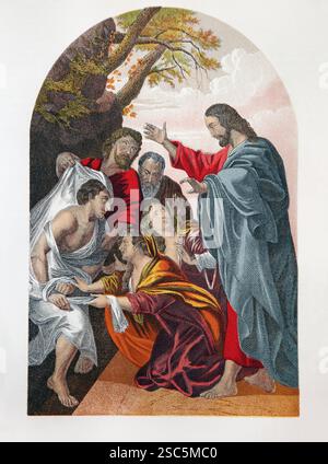 Illustration of Jesus Christ and The raising of Lazarus (Gospel of John ...