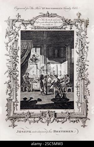 Copper-Plate Engraving of Joseph Entertaining his Brethren Genesis from ...