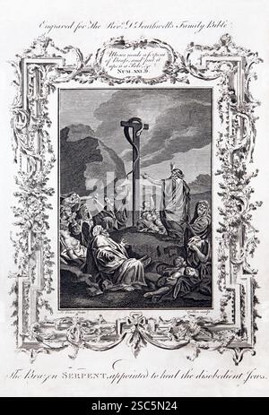 Copper-plate Engraving of The brazen Serpent appointed to heal the ...