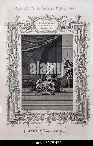 Copper-plate Engraving of Jael kills Sisera the Commander of King Jabin ...