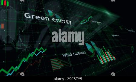 Green energy clean power and sustainable economy charts and graphs ...