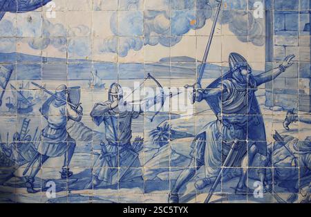 Reconquist. Siege of Lisbon 1147 againt the Almoravid dynasty. Tiles ...