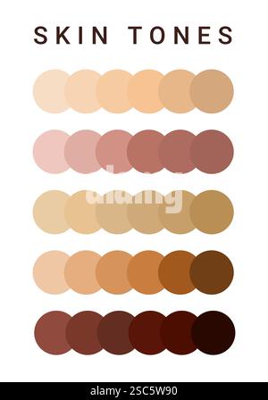 Skin tone color scale chart. Brown palette vector human skin ...