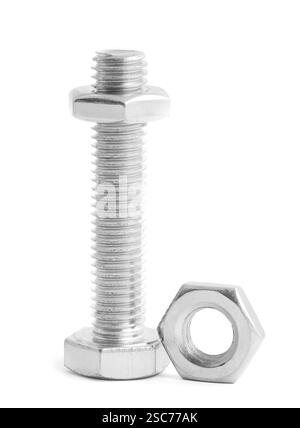 Tap bolt with nuts isolated on white background Stock Photo - Alamy