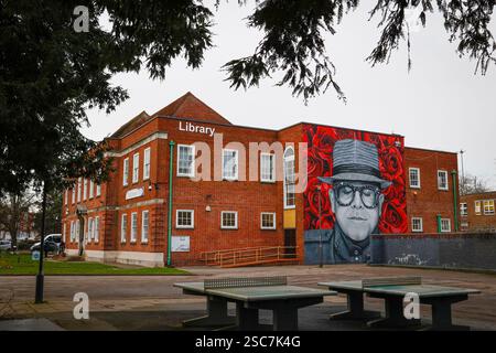 Elton John Mural on Watford Town Library, Watford, Hertfordshire ...