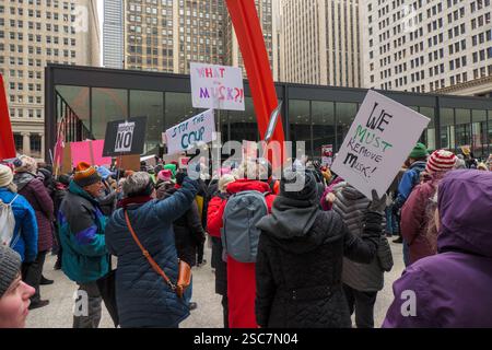 Protest against Donald Trump, Elon Musk, DOGE & Tesla. Chicago ...