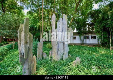 Stone rockery landscape in Wenshu Monastery, Chengdu, Sichuan, China ...