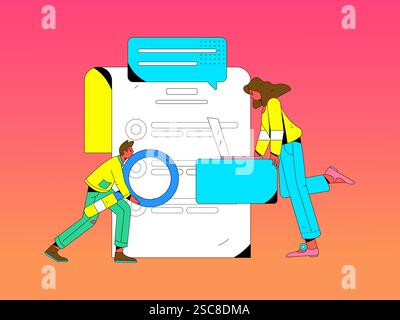 Personnel doing job interview flat vector concept operation hand drawn ...