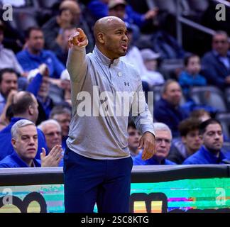 Seton Hall head coach Shaheen Holloway argues a call during the first ...