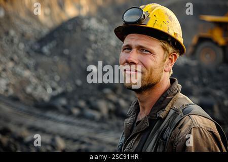 Portrait of Professional Heavy Industry Engineer / Worker Wearing ...