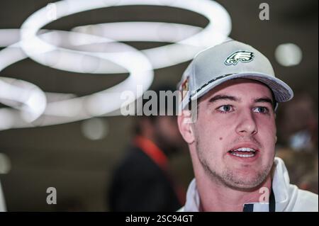 Philadelphia Eagles quarterback Tanner McKee speaks during a news ...