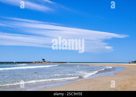 Pasifae sculpture, Ribes Roges beach, Vilanova y la Geltru city, Garraf ...