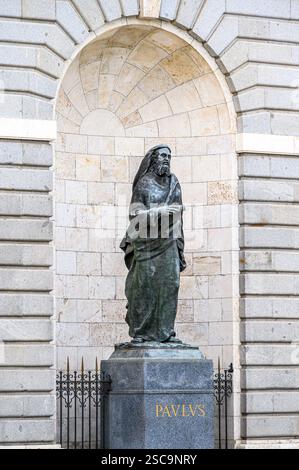 Metal sculpture of Saint Paulus or Paul the Apostle, Madrid, Spain ...