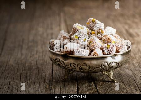 Turkish delight in hollowware, traditional turkish sweet double roasted ...