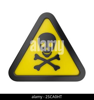 Skull and crossbones in yellow triangle on white background as warning ...