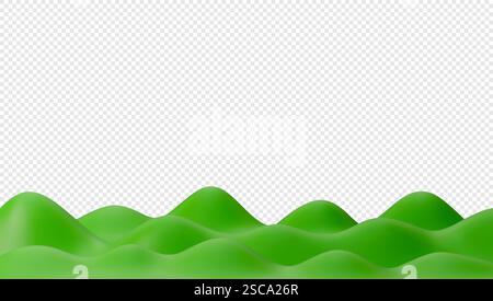 3d hills with green meadows, grass. Minimal cartoon landscape. Nature ...