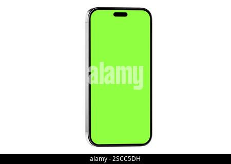Smartphone iphone mockup with green screen chroma key isolated a white ...