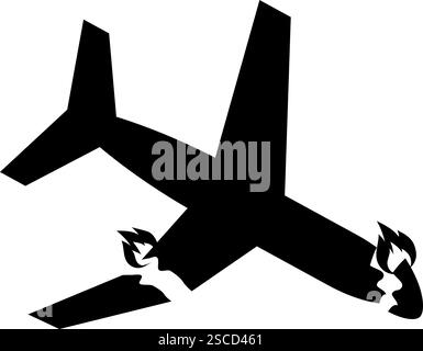 Vector Plane crash accident silhouette illustration icon set silhouette ...
