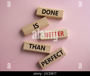 Done is better than perfect symbol. Concept words Done is better than ...