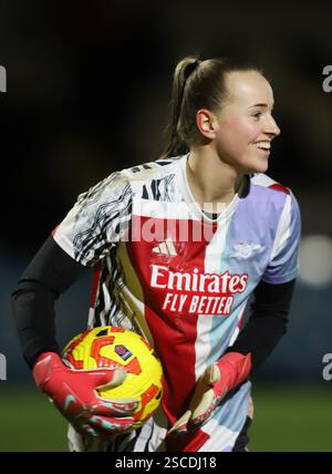 Arsenal goalkeeper Daphne van Domselaar makes a save during the Adobe ...