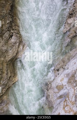 The Lammer creek is flowing fast through the Lammerklamm on a sunny ...