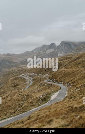 Narrow car road to the Sedlo - Saddle pass, North of Montenegro ...
